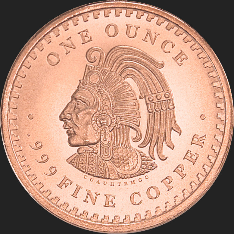 1 oz Aztec Calendar Copper Round .999 Fine Copper Bullion 1 AVDP Ounce ...