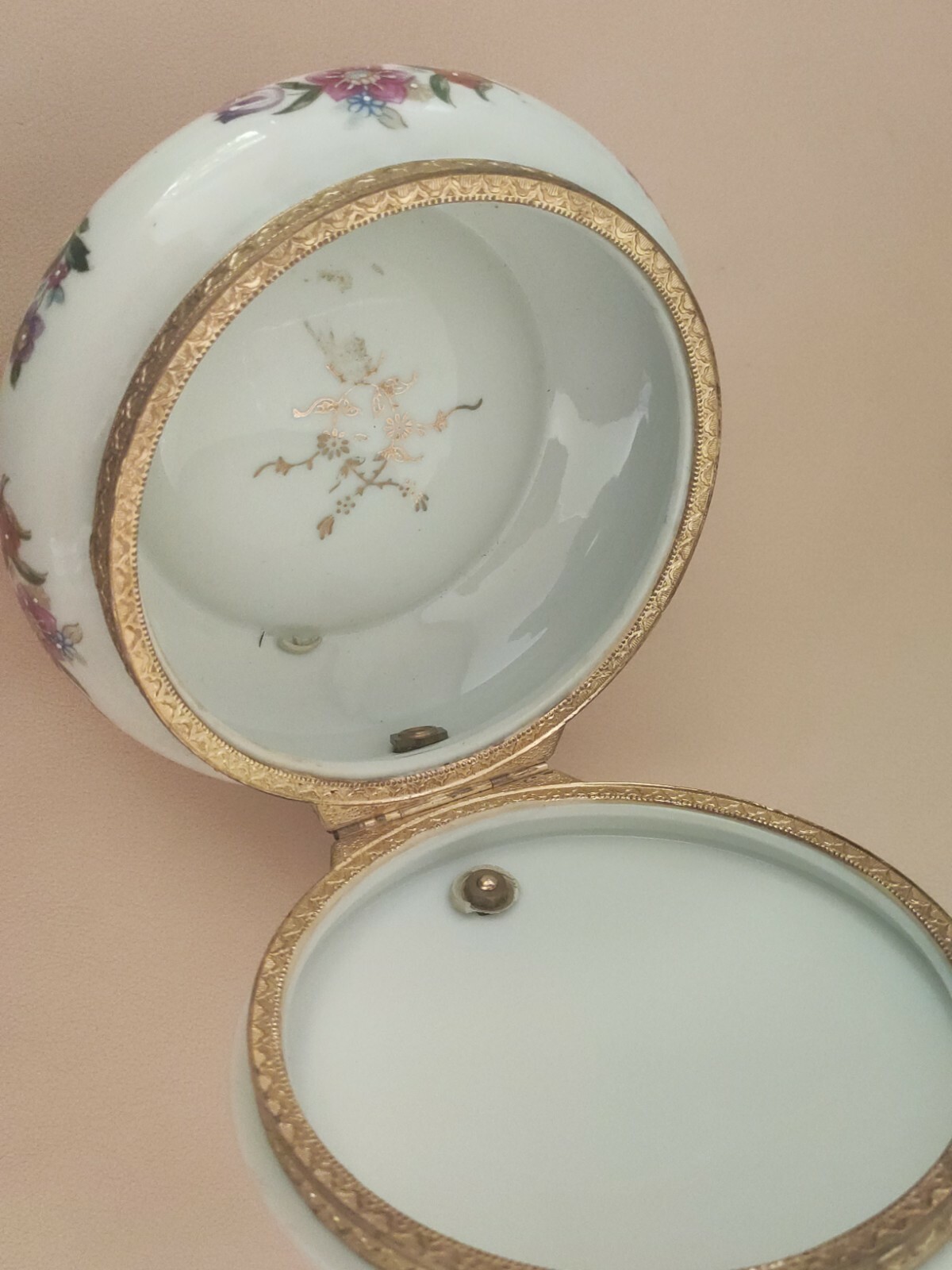 japanese Powder Jar w/Lid trinket box Floral/Gold porcelain hand ...