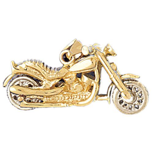 3D Harley Davidson Motorcycle Two Tone Charm Pendant 14k Yellow and ...