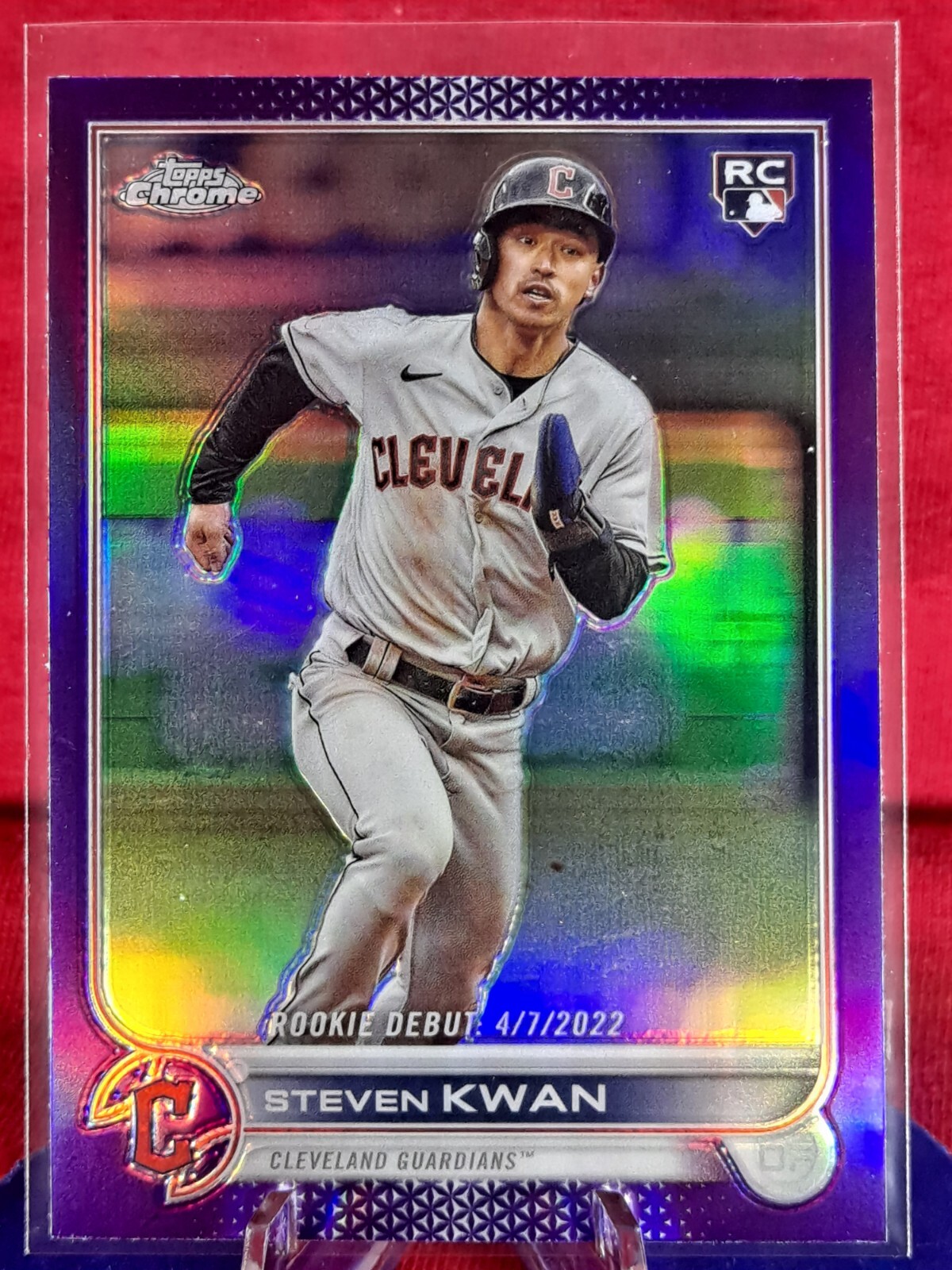 2022 Topps Chrome Update Steven Kwan Purple Refractor Rookie Debut RC # ...