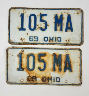 1969 Ohio License Plates Matching Set 105 MA | eBay