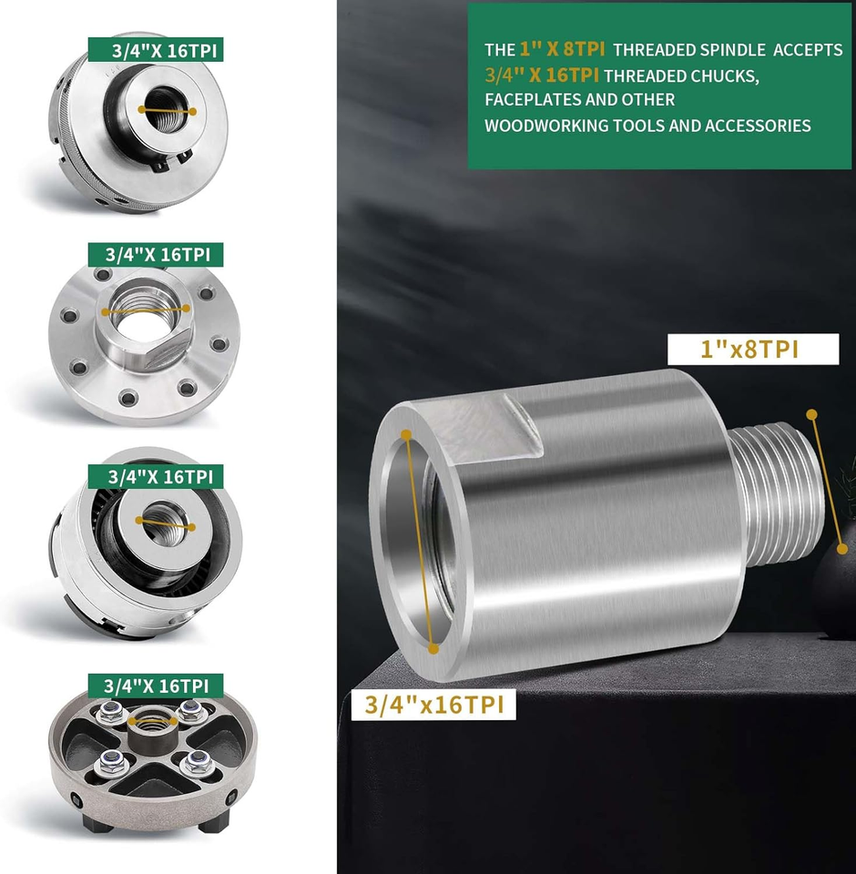 ALL SIZES Lathe Headstock Spindle Adapter,Converts v1 for woodworking ...