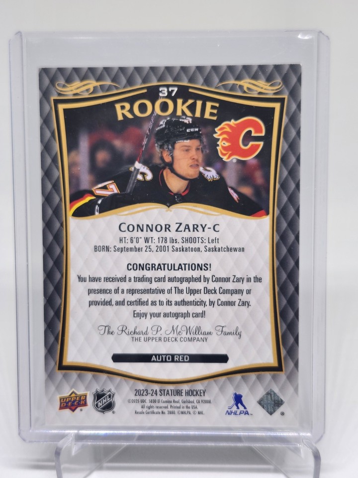2024-25 Upper Deck Stature Update - Connor Zary #37 (RC)(AUTO)(RED) /99 ...