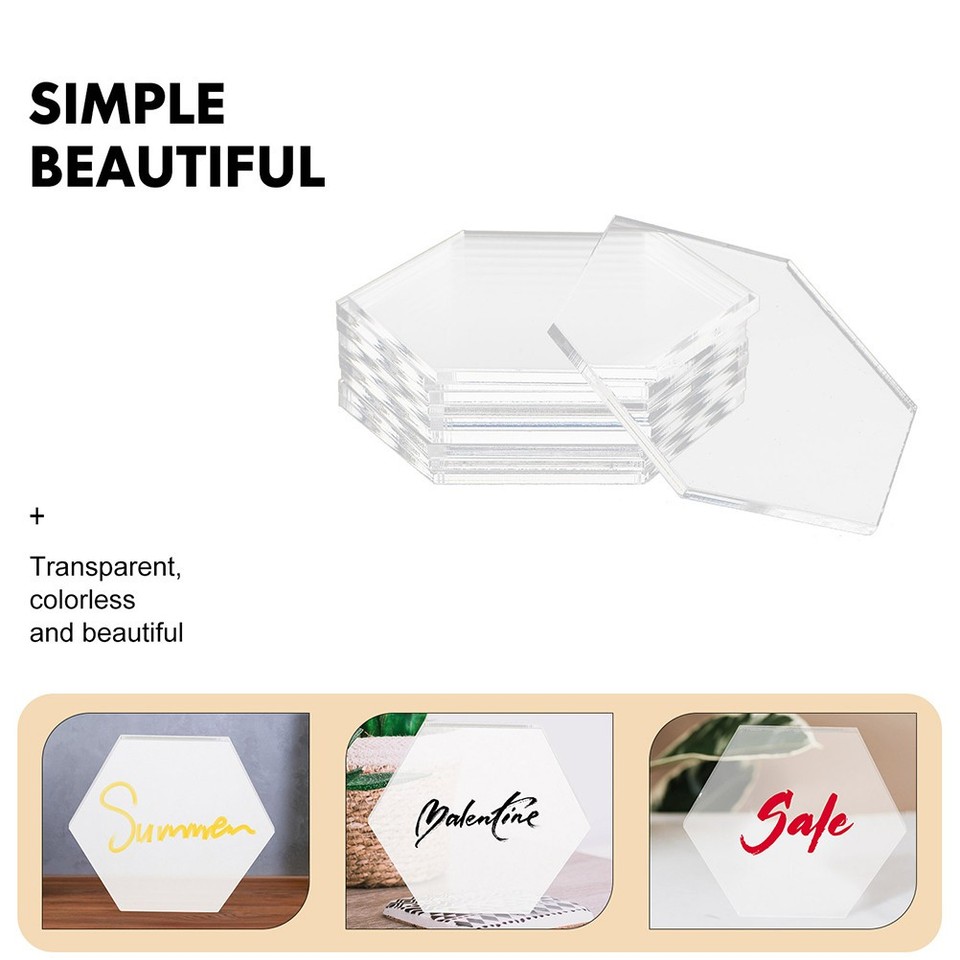 10 Pcs Hexagon Clear Board Project DIY Handmade Hexagonal Decorative ...