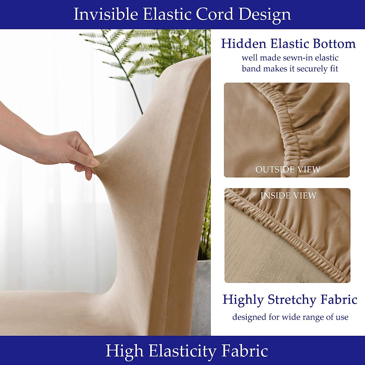 Velvet Large Dining Chair Covers Stretch Seat Plush Slipcovers Cover ...