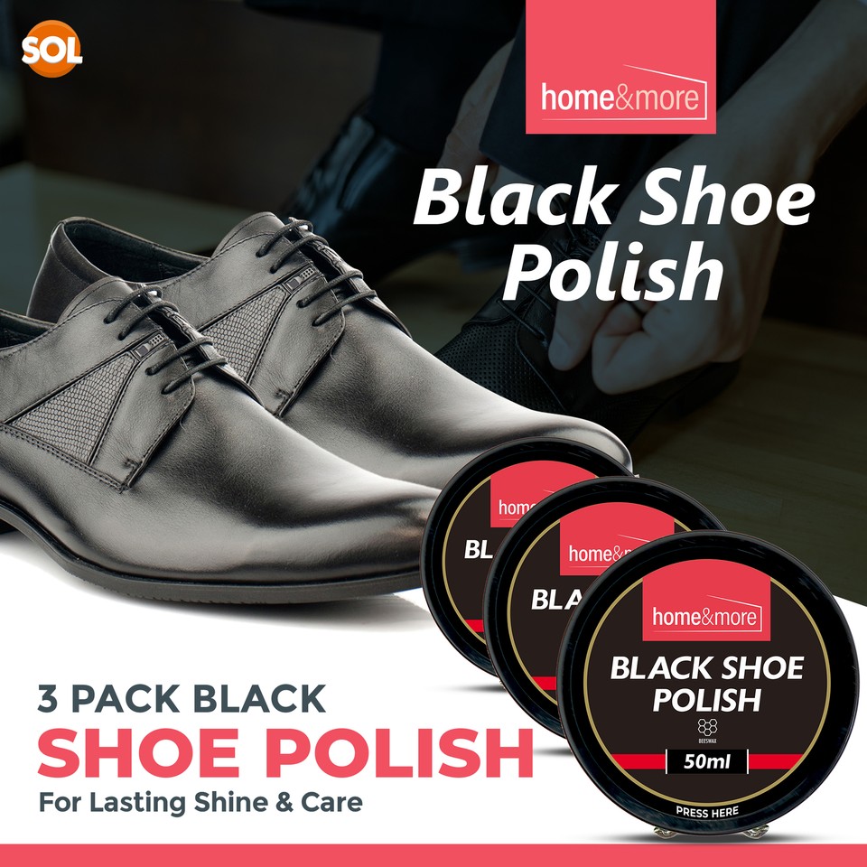 3pk Wax Shoe Polish Black x 50ml Traditional Leather Boot Shine Cleaner ...