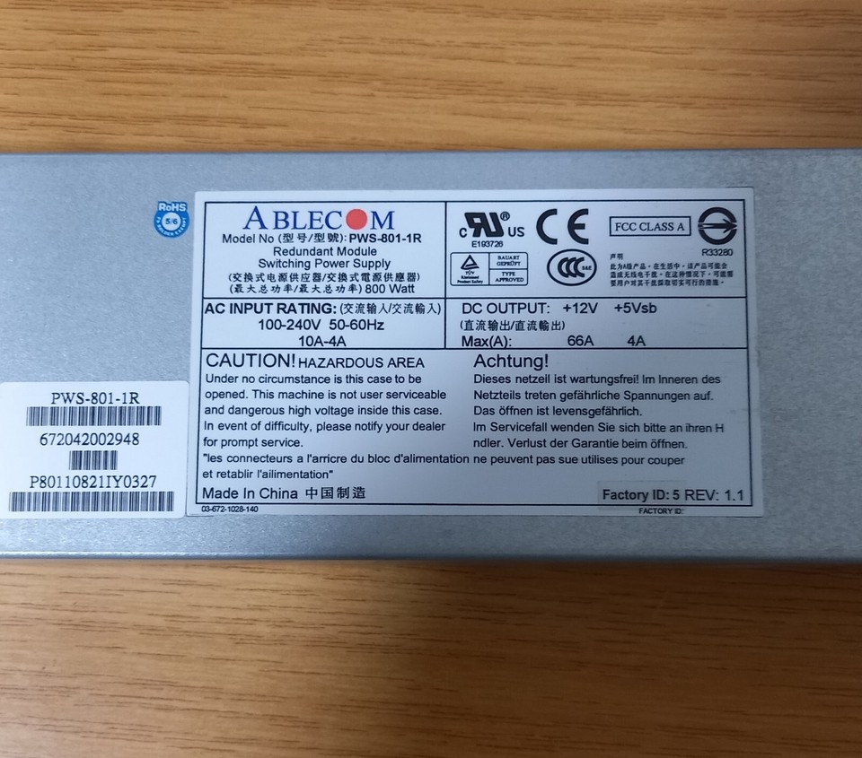 Ablecom Supermicro PWS-801-1R 800W power supply | eBay