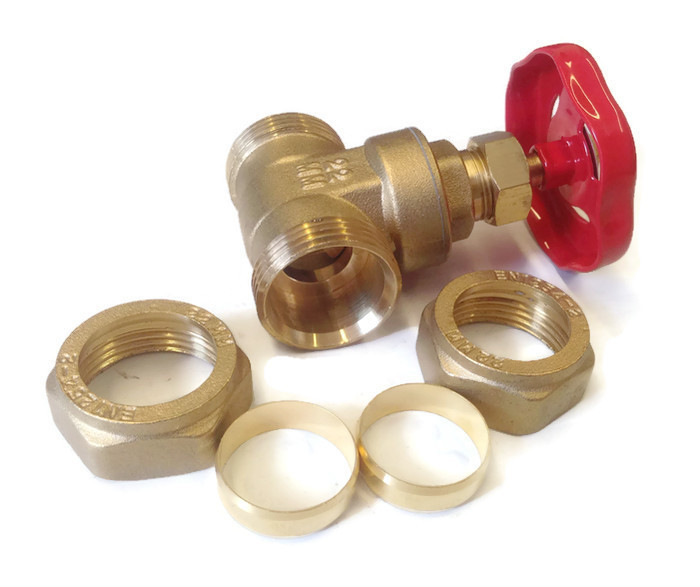 Gate Valve Brass Compression Fitting With Olives: 15mm, 22mm, 28mm ...