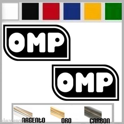 coppia adesivi sponsor sticker OMP classic prespaziato,auto,moto,casco ...