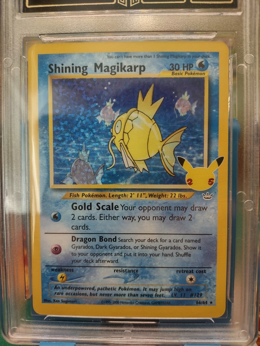 MINT 10 Shining Magikarp Holo Celebrations Pokemon Card GMA MINT 10 Shining Magikarp Holo Celebrations Pokemon Card GMA