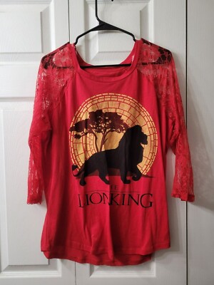 Disney The Lion King Simba 3/4 Sleeve T-shirt Lace XXL Pre-Owned Hole ...