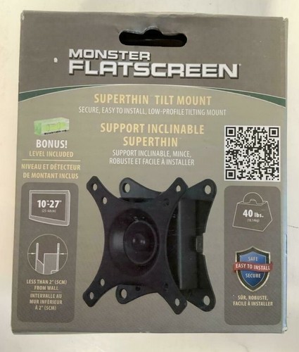 NEW Monster 132827-00 Low-Profile Tilting TV Wall Mount for 10"-27 ...