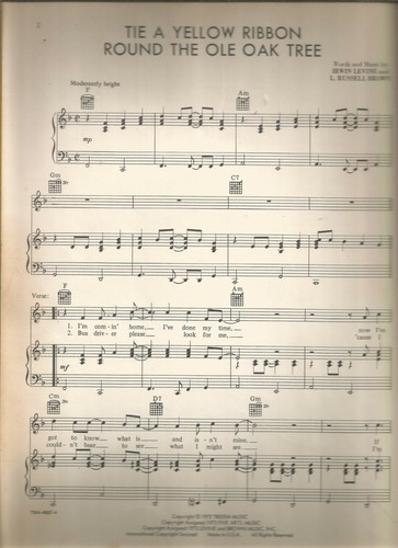 Tie A Yellow Ribbon Round The Ole Oak Tree Irwin Levine, L Russell ...