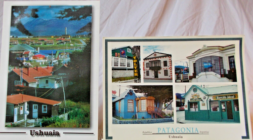 TWO Postcards - USHUAIA, Patagonia, Argentina - unposted - typical ...