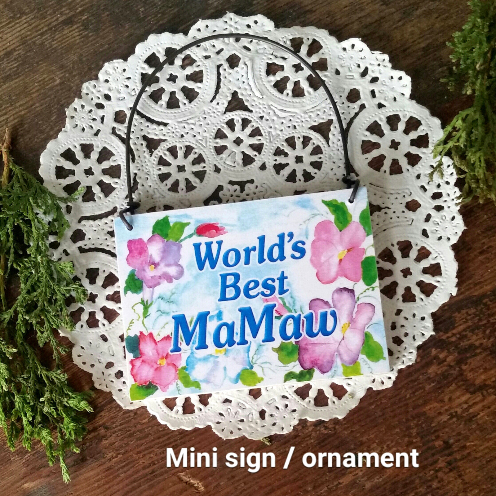 World's Best MaMaw Wood Ornament Mini Sign Ma Maw Gift Decorative ...