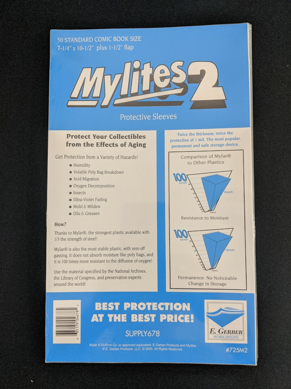 50 - E. Gerber Standard Comic Mylites 2 & 35 PT Full-Backs 725M2 700FB ...