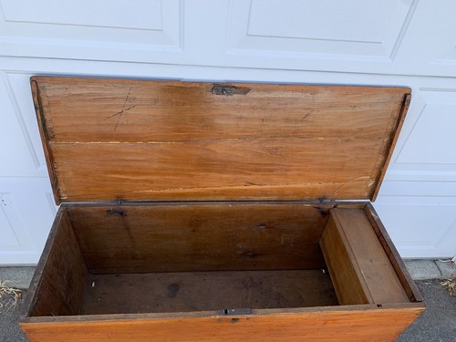 Primitive 18th Century Blanket Board Chest Forged Snipe Hinges Cut Out ...