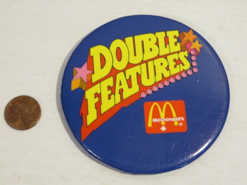 DOUBLE FEATURES PROMO MCDONALD'S EMPLOYEE VINTAGE PIN BUTTON | eBay