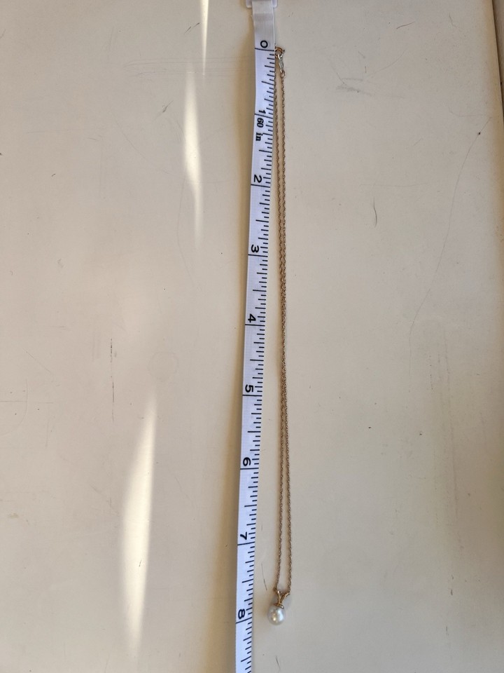 14k Yellow Gold Chain Link Pearl Necklace 16 Inches Long | eBay