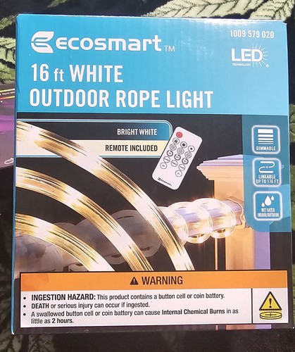 EcoSmart LED Dimmable Linkable Outdoor Rope Light w/ Remote Bright ...