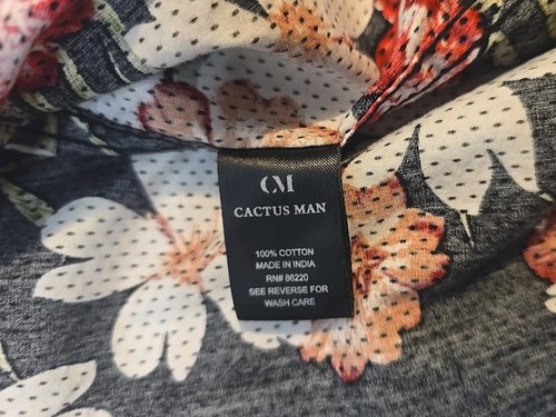 Cactus Man Ricky Singh Black Floral Button Up Hawaiian Short Sleeve Men ...