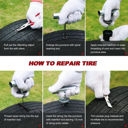 35-Piece Universal Heavy Duty Tire Plug Kit to Fix Punctures and Plug ...