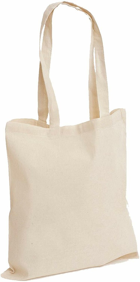 5 Plain Eco Natural Cotton Calico Shopping Bag/Totes with long handles ...