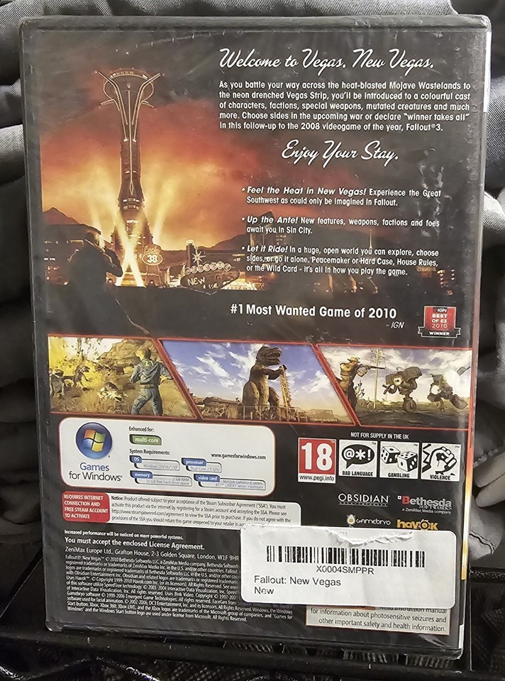 Fallout New Vegas. Bethesda 2010, Windows PC DVD-ROM Brand New Factory ...