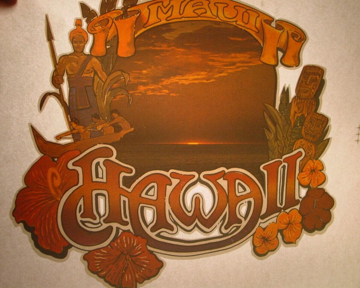 MAUI HAWAII SUNSET VINTAGE 1970's VACATION IRON ON TR… - Gem