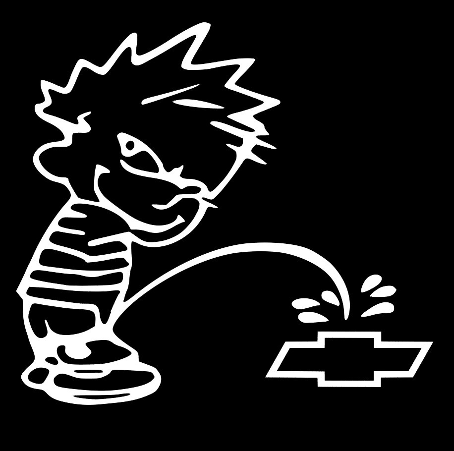 Calvin Peeing on Chevy Logo Vinyl Decal Multiple Colors and Sizes | eBay