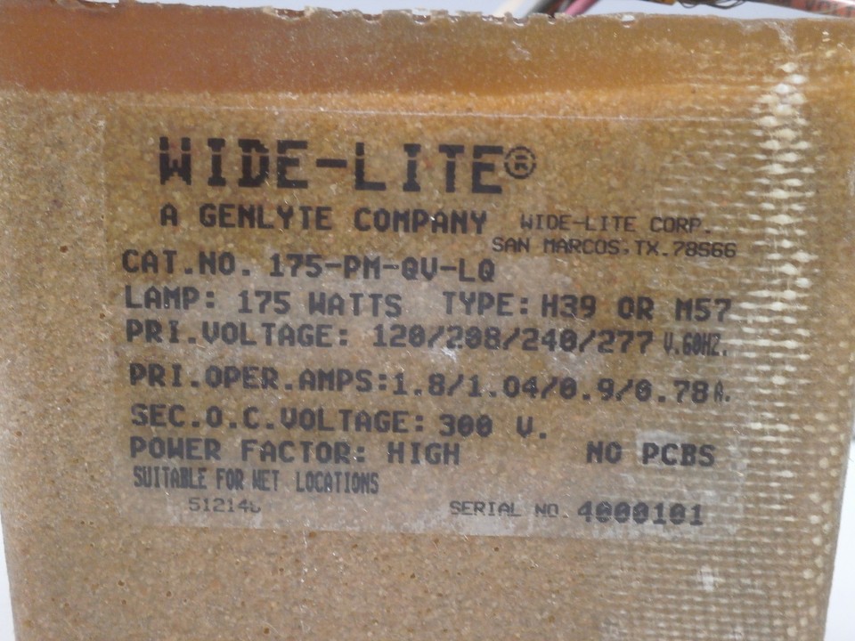 Wide-Lite 175-PM-QV-LQ Mercury Metal Halide Ballast Kit for 175W H39 ...