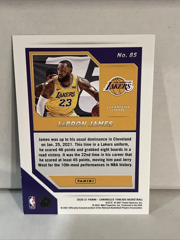2020-21 Panini Chronicles Threads LeBron James #85 Lakers | eBay