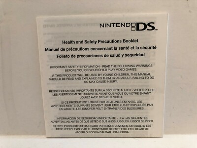 Nintendo DS Health Safety Instructions INSERT ONLY Replacement | eBay