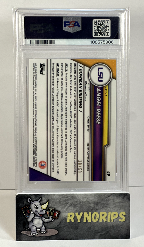 2023 Bowman U Chrome Angel Reese Gold /50 PSA MINT 9 LSU | eBay