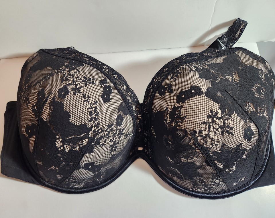 Cacique Bold Lace Plunge Underwire Bra, Size 46DDD | eBay