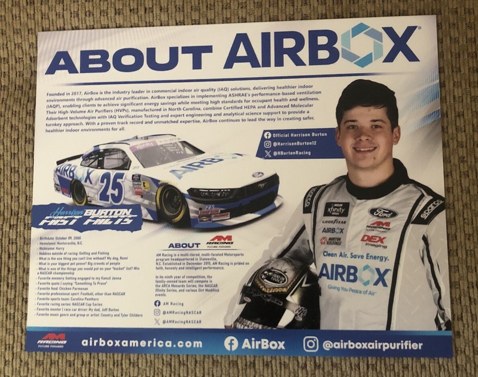 Nascar Xfinity Driver #25 Harrison Burton Airbox 2025 Postcard | eBay