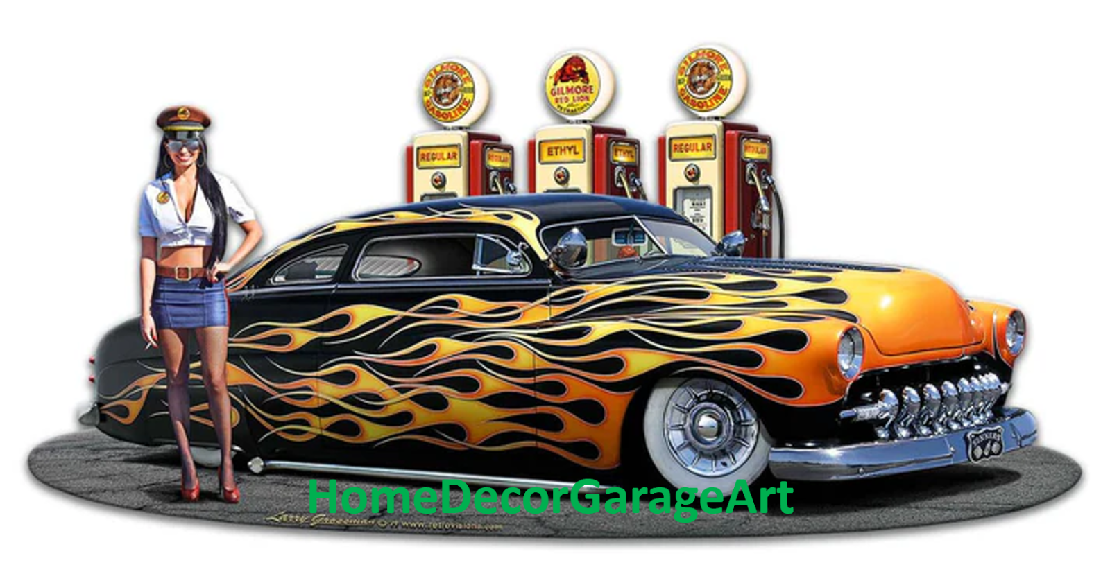 1949 Mercury Custom Hot Rod Gas Pumps Girl Metal Sign Vintage Style ...