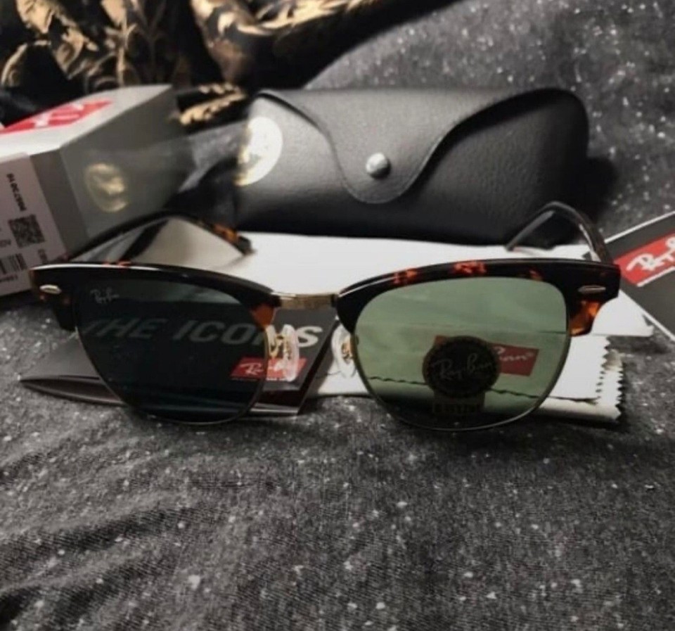 Ray Bans ClubMaster Green Lenses Brown Tortoise Shell Frames Unisex 51 ...