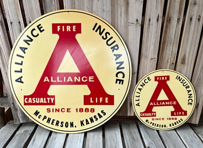 ALLIANCE INSURANCE MCPHERSON KS SMALL VINTAGE Antique Sign Wood | eBay