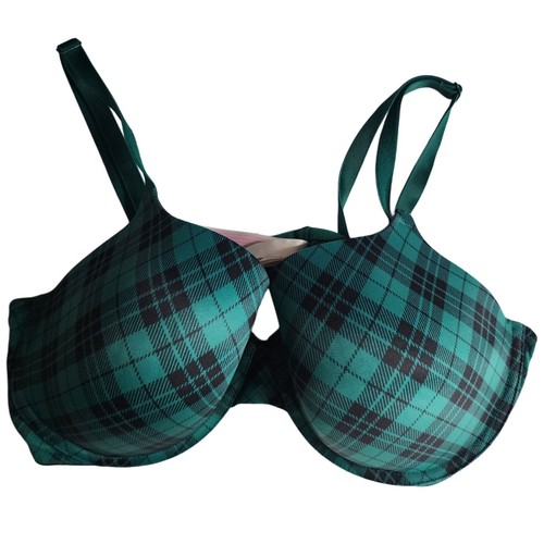 PINK by Victoria’s Secret Green Plaid Push-Up Bra Padded Underwire 38DD ...