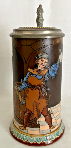 Antique German Etched METTLACH Stein No. 2776, Keeper of the Wine, 1/2 Litre | eBay