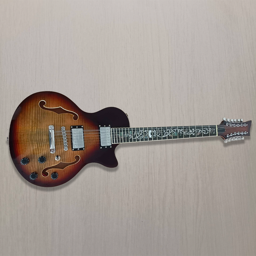 12 String Electric Guitar Mahogany Body F Hole Humbucker Pickup Flame ...