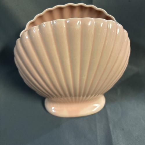 Vtg Pink/Coral Shell Shaped Vase Planter Ceramic Made In Japan 6” Tall ...