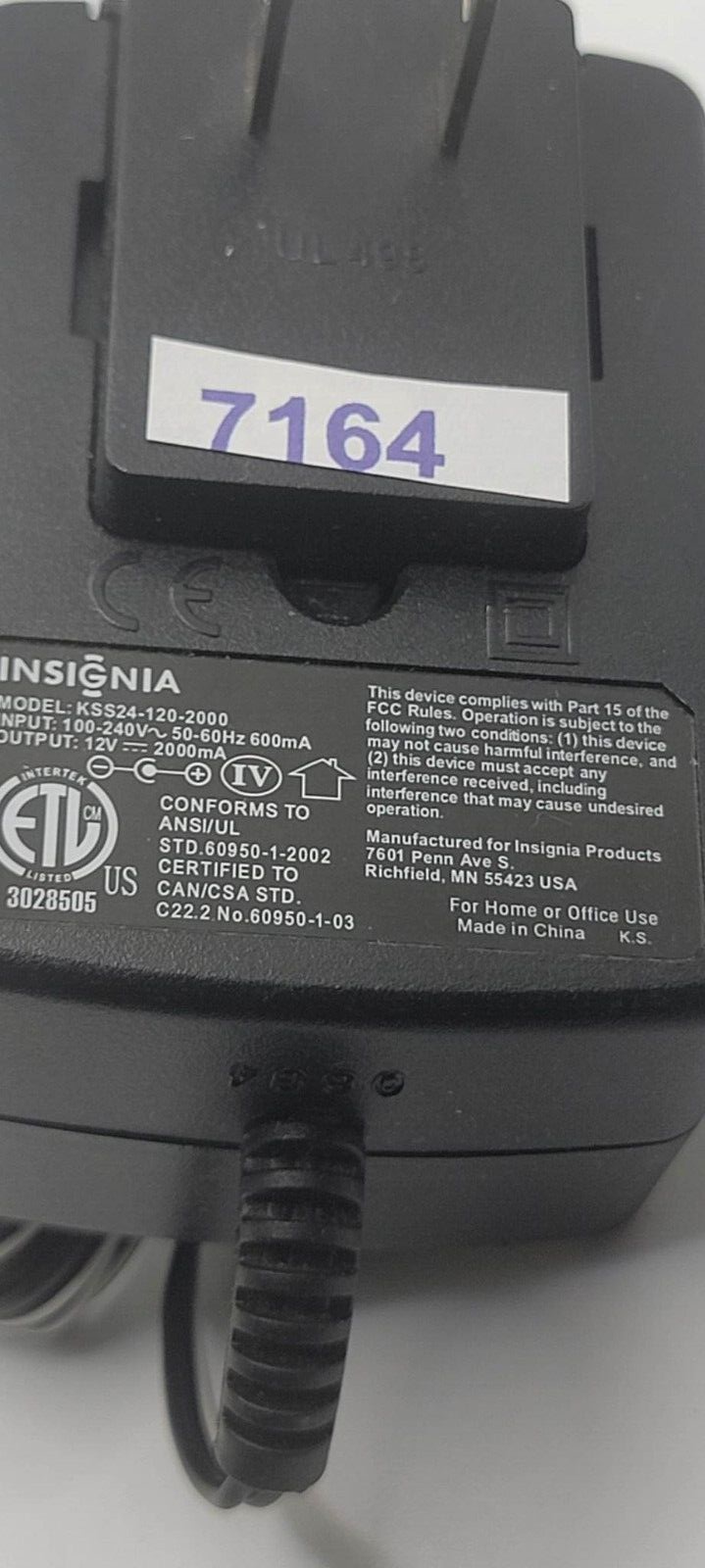 INSIGNIA Power Supply 12V Model: KSS24-120-2000 | eBay