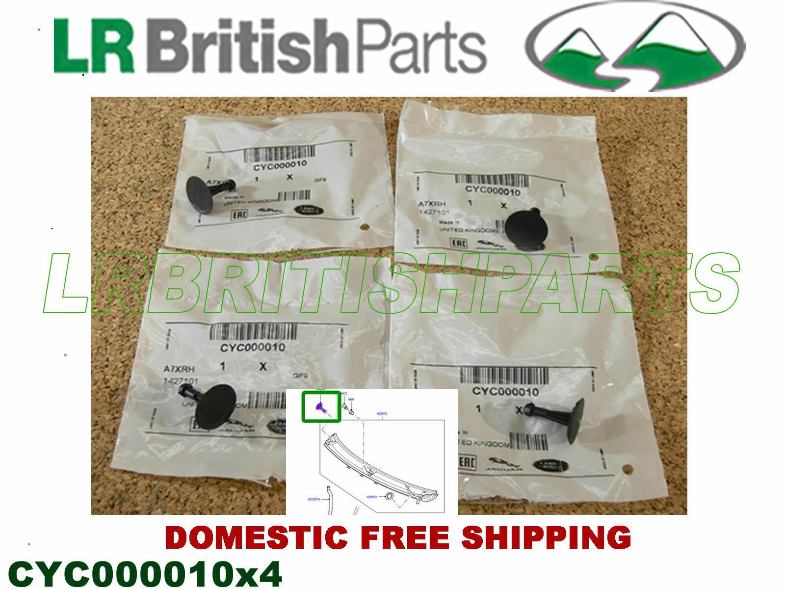 GENUINE LAND ROVER COWL PANEL CLIPS RANGE ROVER 03 - 12 NEW SET OF 4 ...
