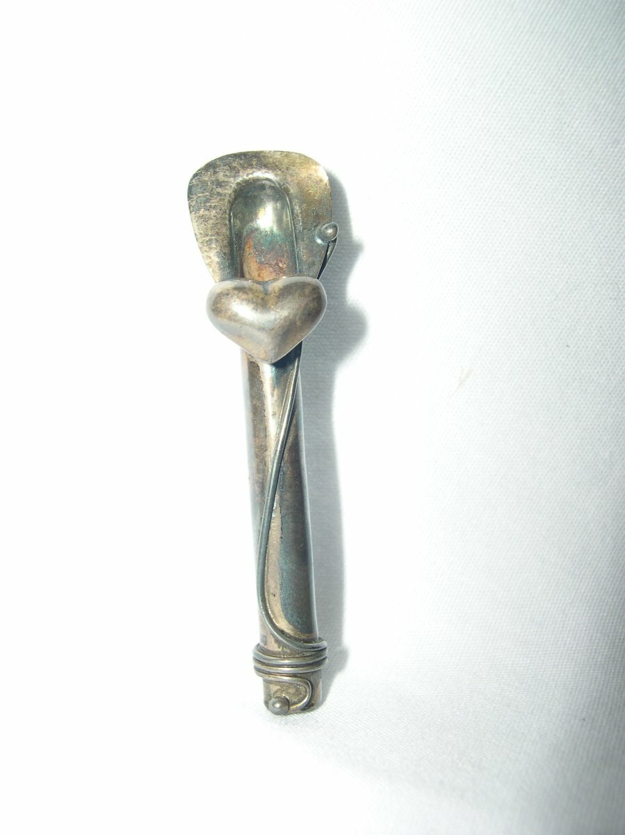 Vintage REO Sterling 925 Tussie Mussie Posey Heart Flower Bud Vase Pin ...