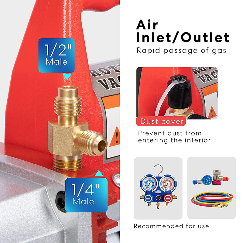 Combo 3.5cfm 1/4hp Air HVAC Vacuum Pump Kit & A/C Manifold Gauge Set ...