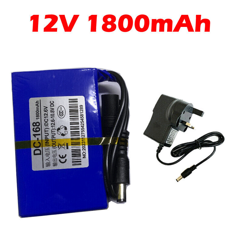 12V DC Rechargeable Lithium-ion Battery Portable Battery Pack w ...