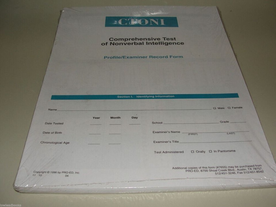 CTONI-2: Comprehensive Test of Nonverbal Intelligence – Second Edition ...