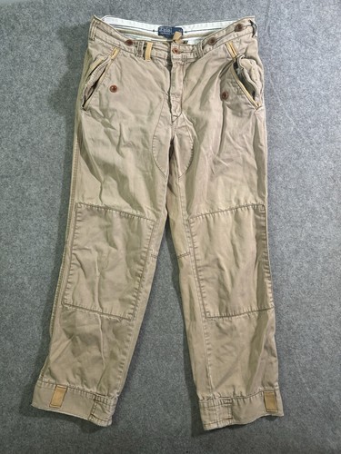 Polo Ralph Lauren Pants Mens 33x30 Beige Tan Military Double Knee Cargo ...